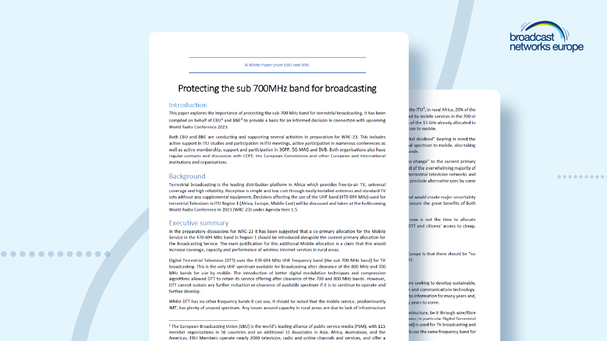 A white paper for Africa from BNE and EBU - Protecting the sub 700MHz ...